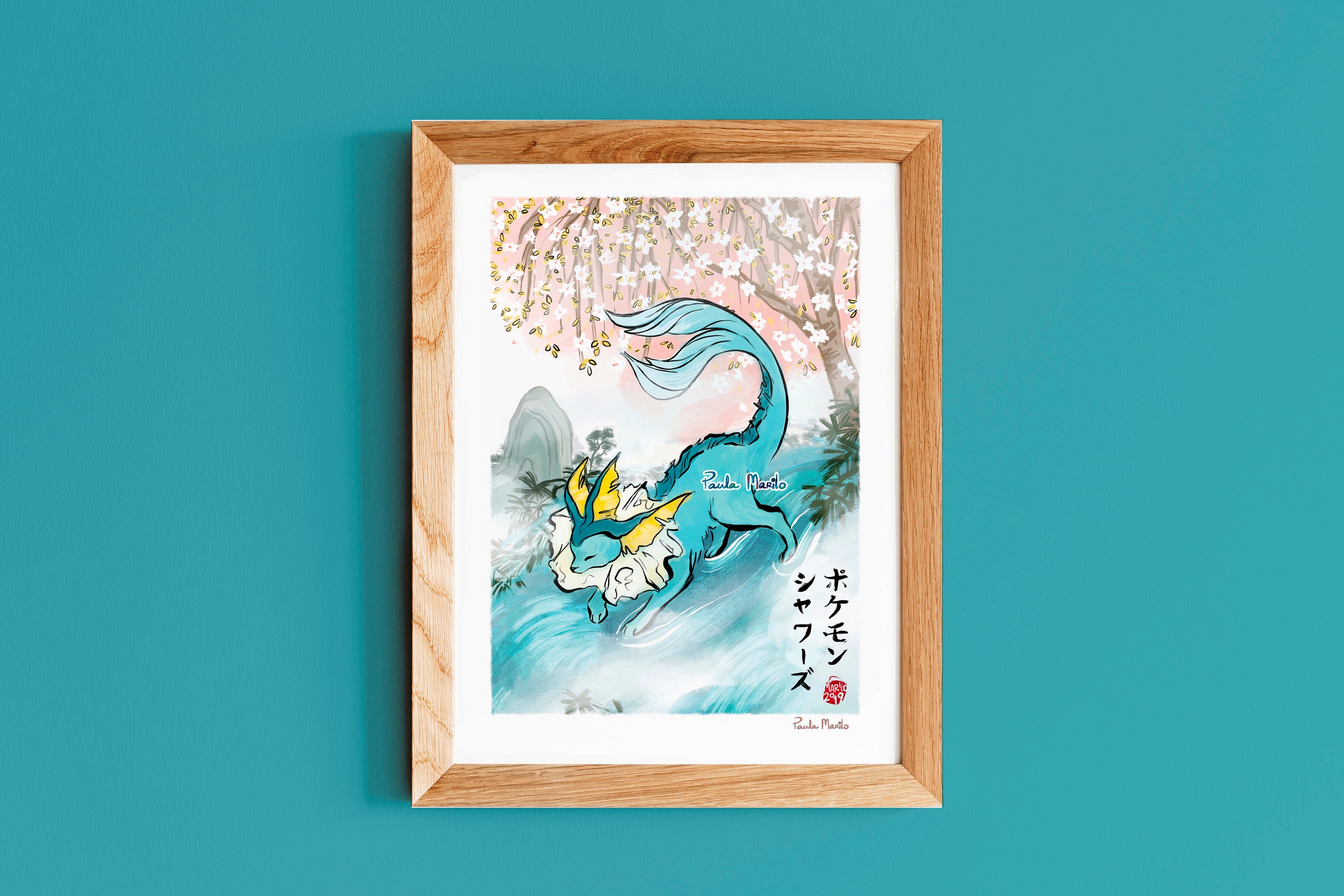 POSTER Aqua Tail Vaporeon Pokemon Print | Poster | Pokemon | Decor ...