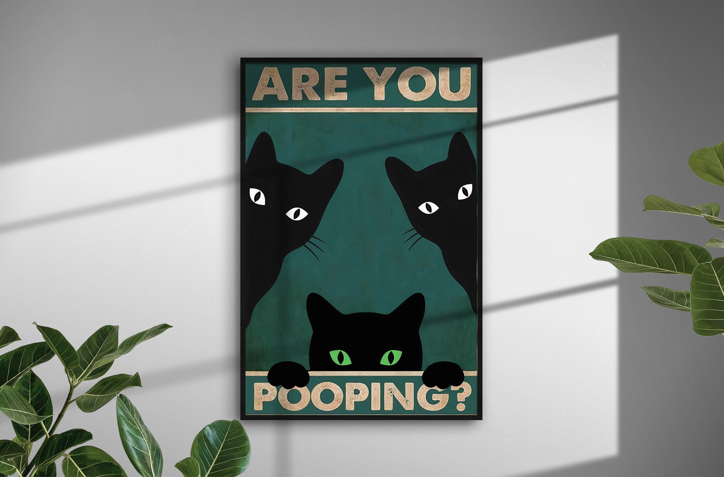 POSTER Are You Pooping Cat Print, Black Cats Art, Funny Bathroom Poster ...