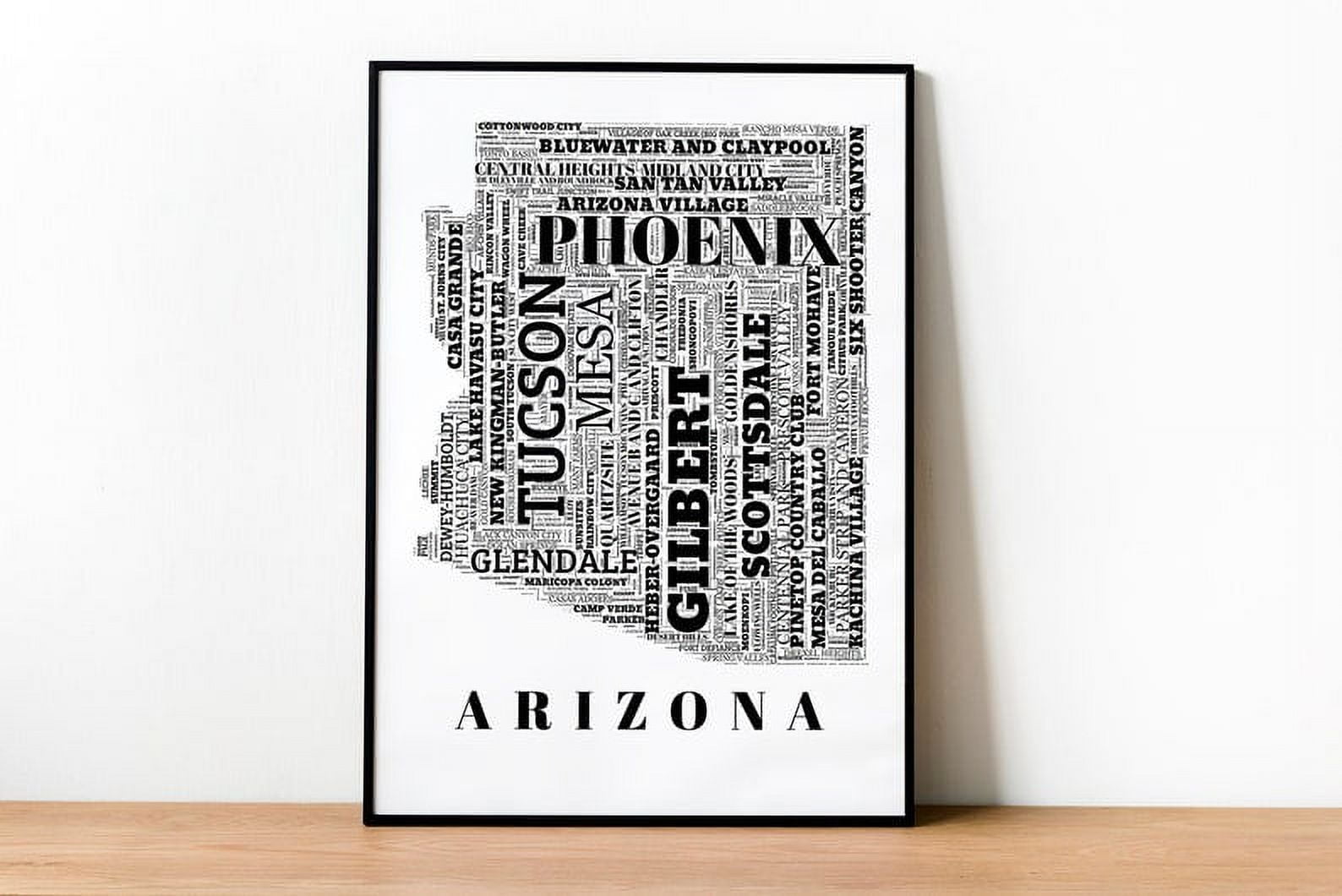 POSTER Arizona State Map, Arizona Word Cloud, Arizona Typography Map ...