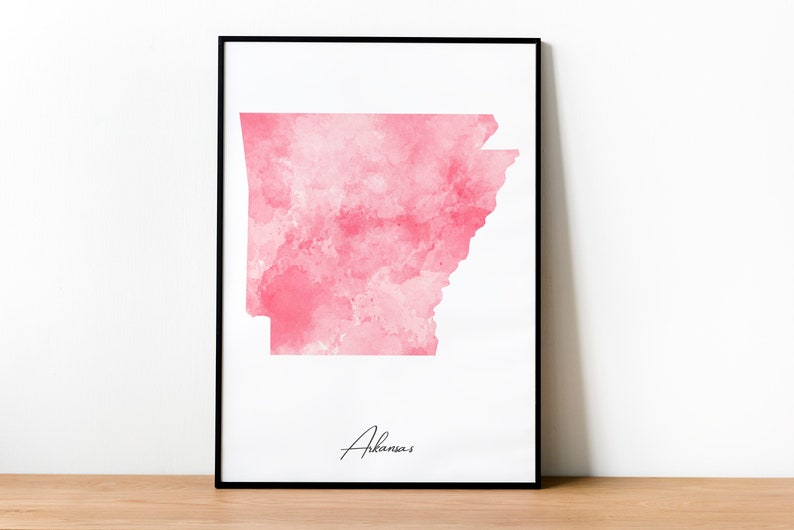 POSTER Arkansas Watercolor Map Art - AR Arkansas Watercolor State Print ...