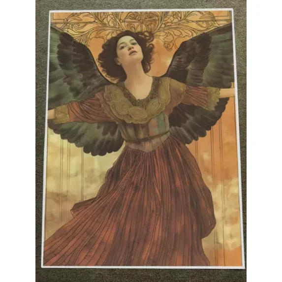 POSTER Art Nouveau Angel Print - Elegant Vintage Style Illustration ...