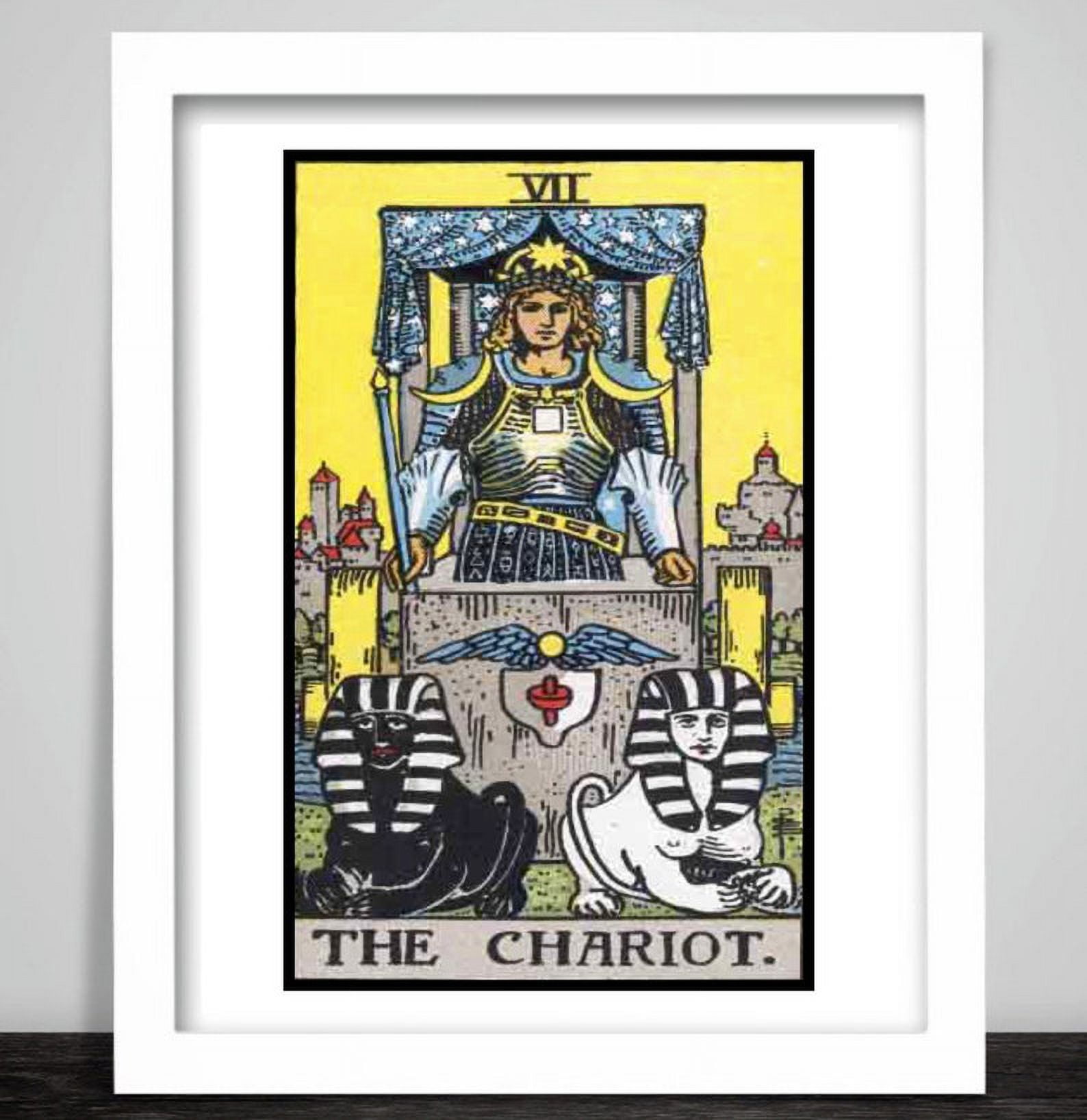 Poster Art Print Tarot Card The Chariot. Occult Arcana Prince Sphinx ...