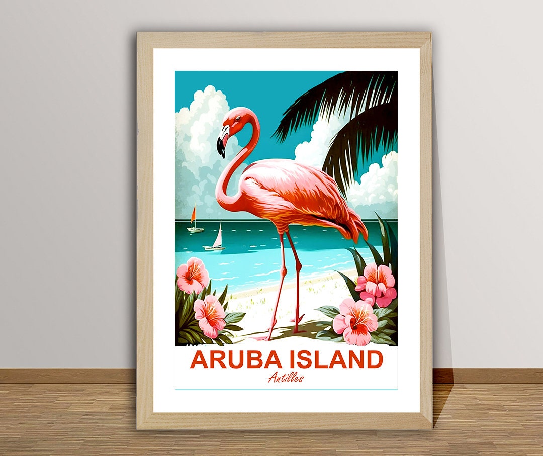 POSTER Aruba Island, Caribbean Islands Travel Poster by Wed - Aruba ...