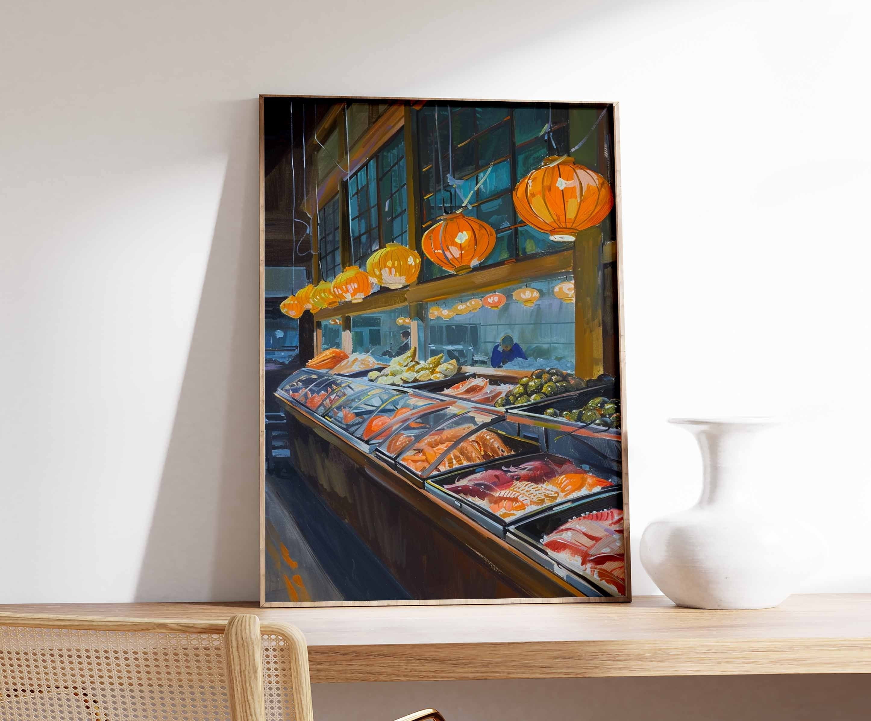 POSTER Asian Seafood Market Poster, Seafood Print, Food Poster, Fish ...