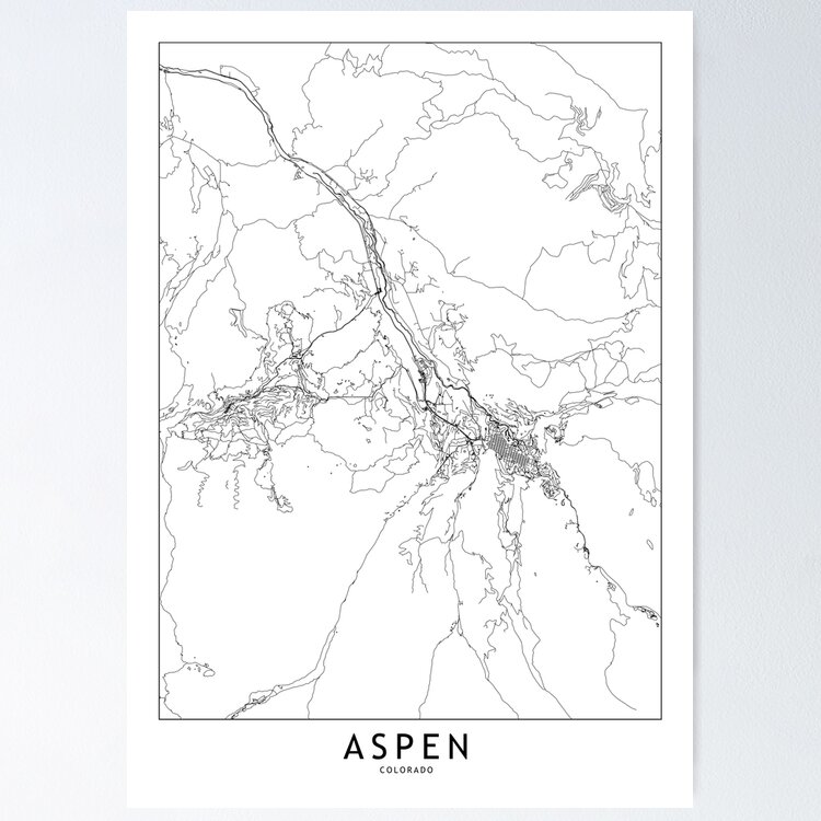 POSTER Aspen White Map Poster UNFRAMED, 12x18 - Walmart.com