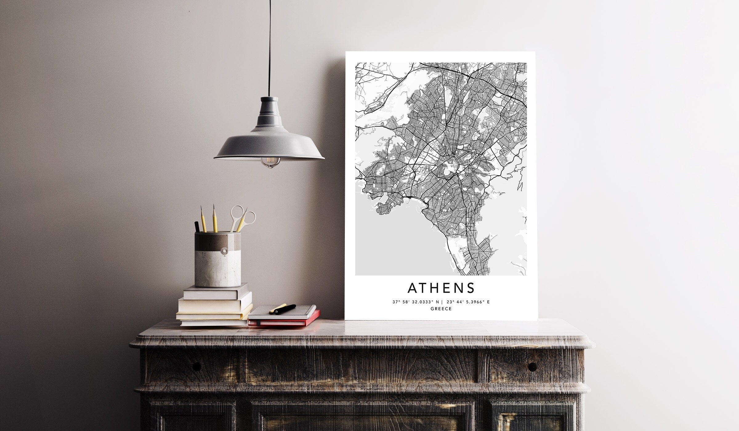 POSTER Athens Map Print Wall Art Poster Greece Map Prints World Map Art ...