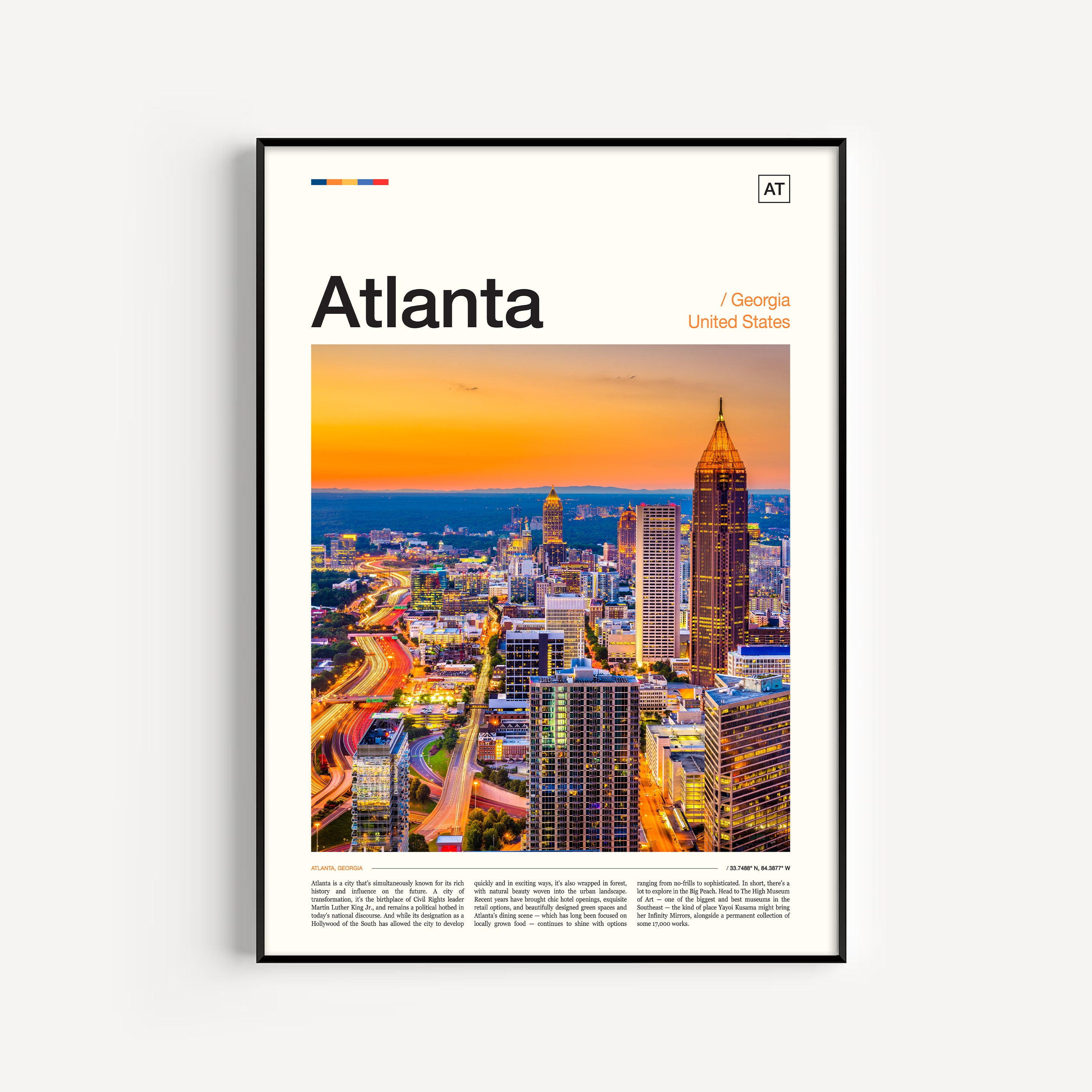 POSTER Atlanta Poster, Atlanta Skyline, Atlanta Art, Atlanta Photo ...