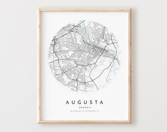 POSTER Augusta Map Print, Augusta Map Poster City Wall Art, Ga Road Map ...