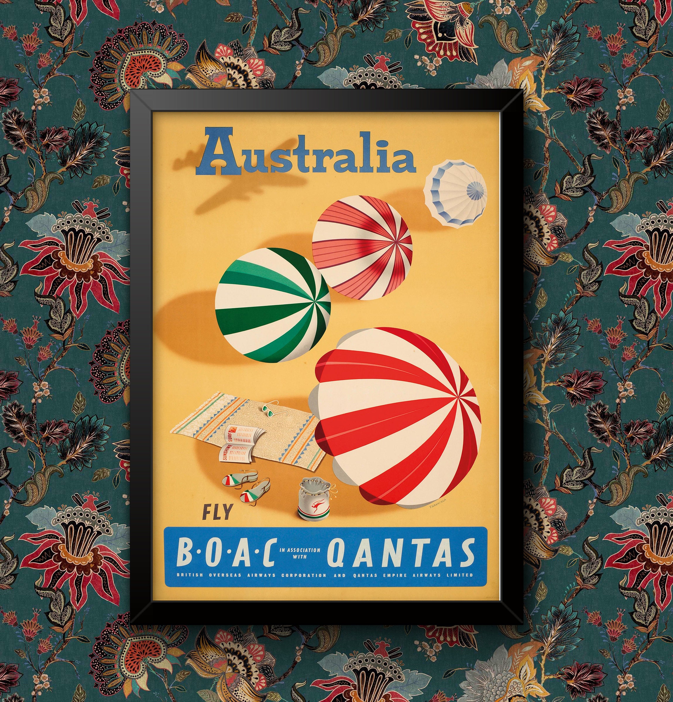 POSTER Australia BOAC British Airways Travel Poster Wall Art Railway ...