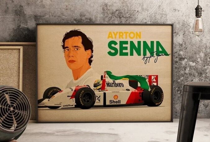 POSTER Ayrton Senna Poster | Formula One Legend Art-8x12-UNFRAMED ...