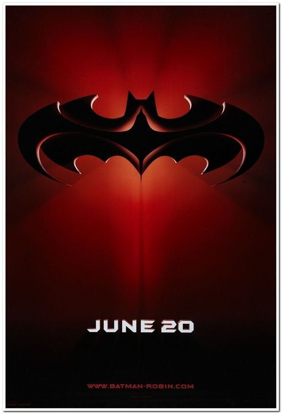POSTER BATMAN & ROBIN - 1997 - original ADVANCE Movie Poster - Red Logo ...