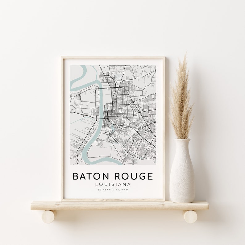 POSTER BATON ROUGE Louisiana City Map Poster, engagement map art ...