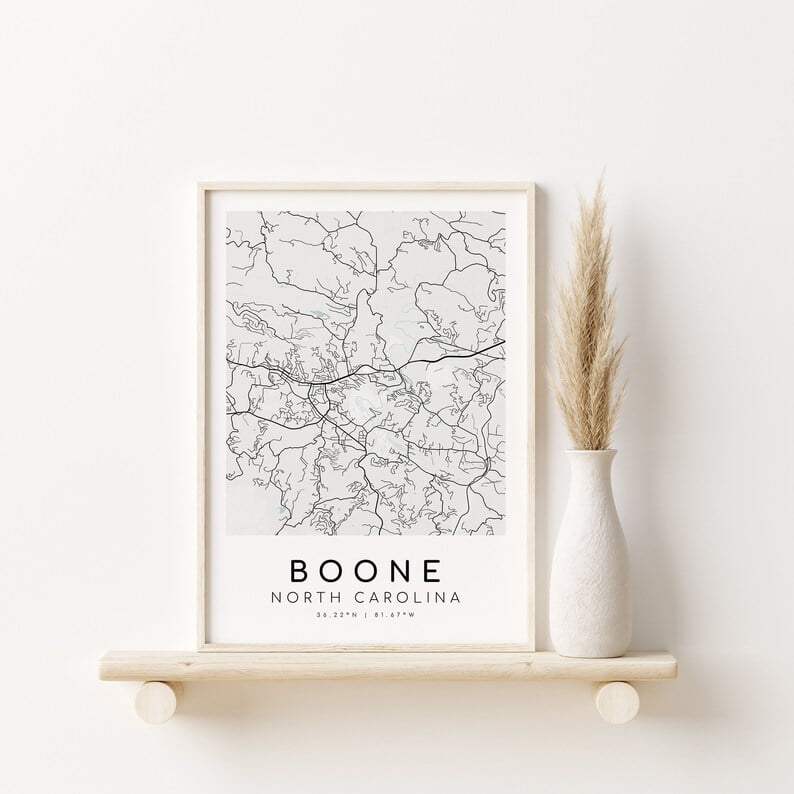 POSTER BOONE North Carolina NC USA Personalized City Map Print, new job ...