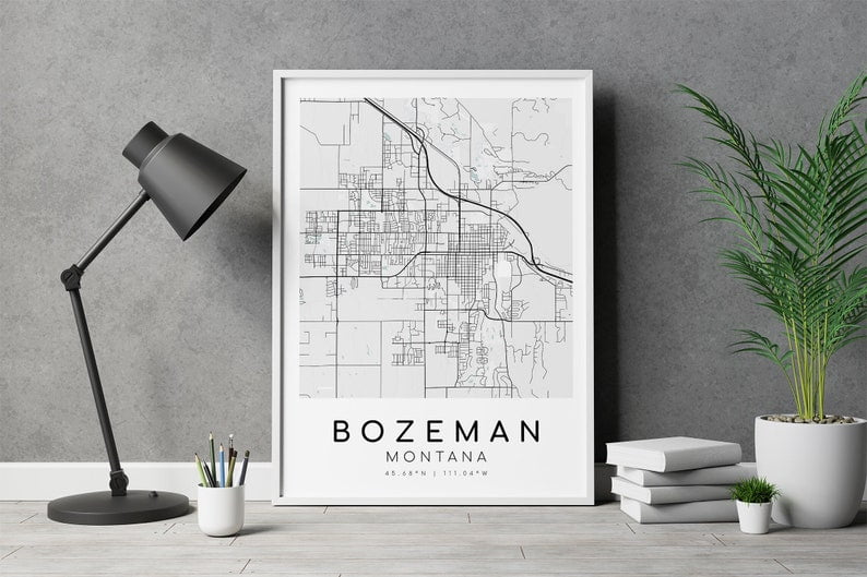 POSTER BOZEMAN MT USA Montana Map Print, City map poster art, gifts for ...