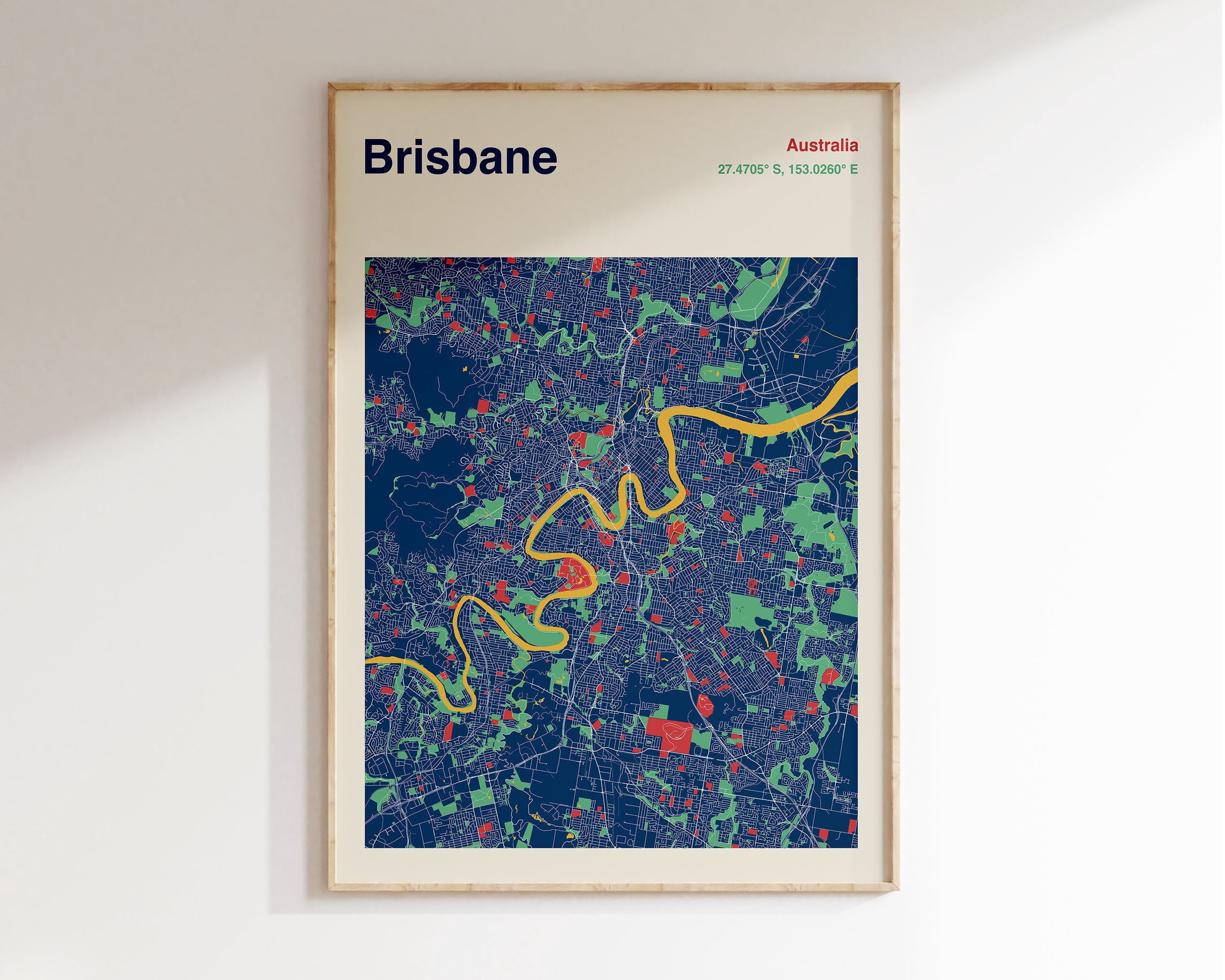 POSTER BRISBANE Map Print, Brisbane Map Poster, Brisbane Australia Map ...