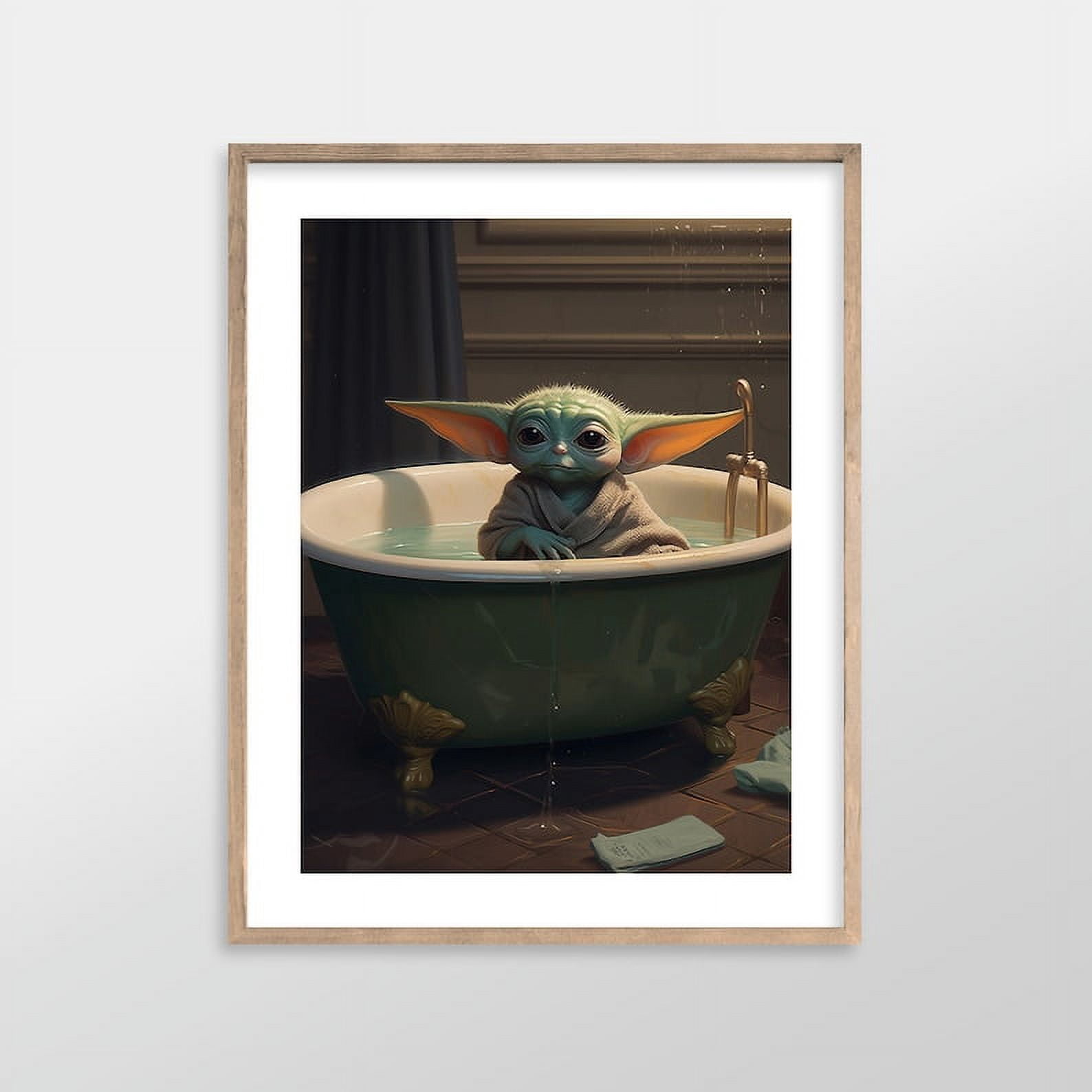 POSTER Baby Yoda | Star Wars Bathroom Art Prints | Antique Vintage Oil ...