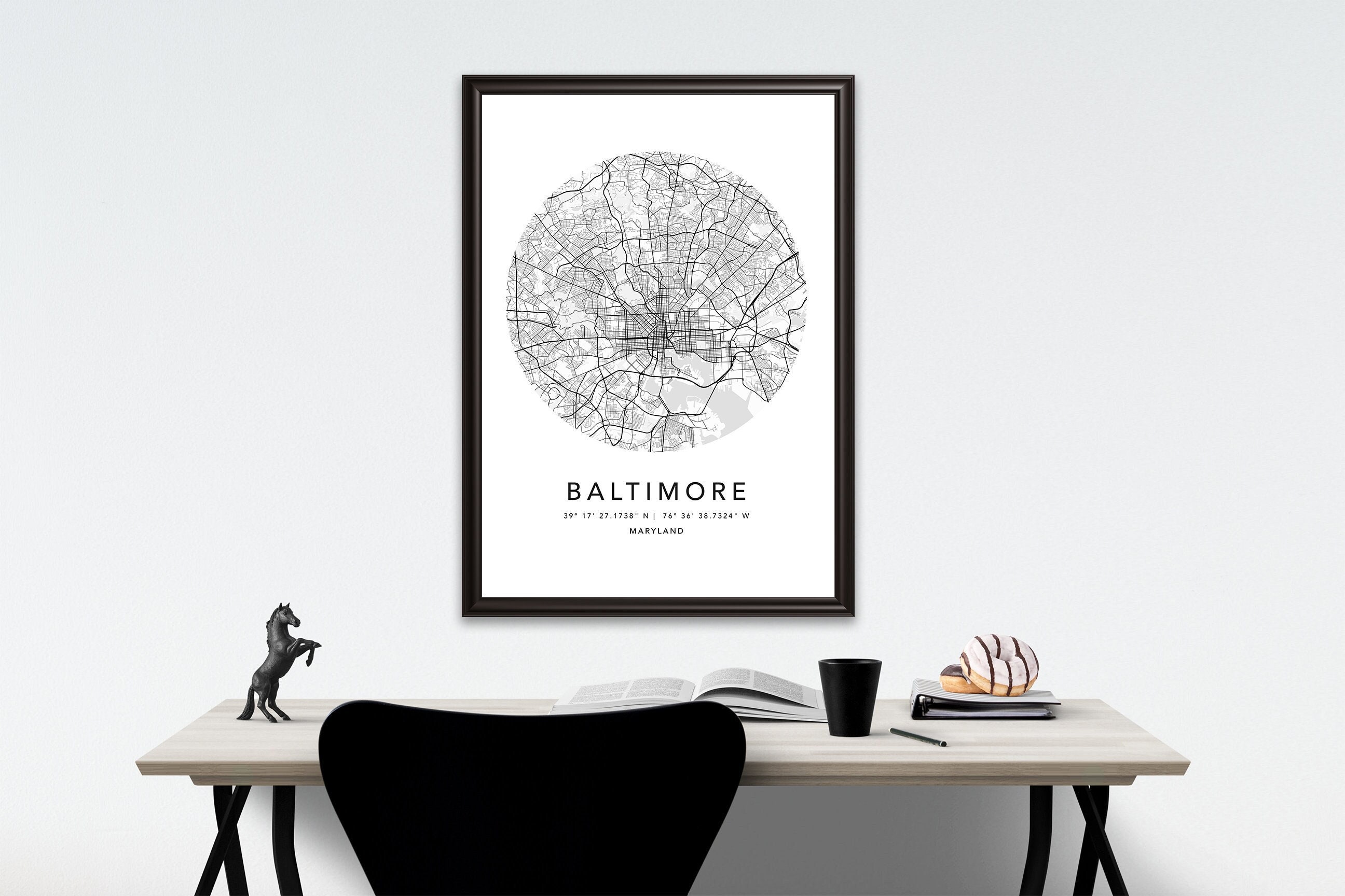 POSTER Baltimore Map Print Wall Art Poster United States Map Print ...