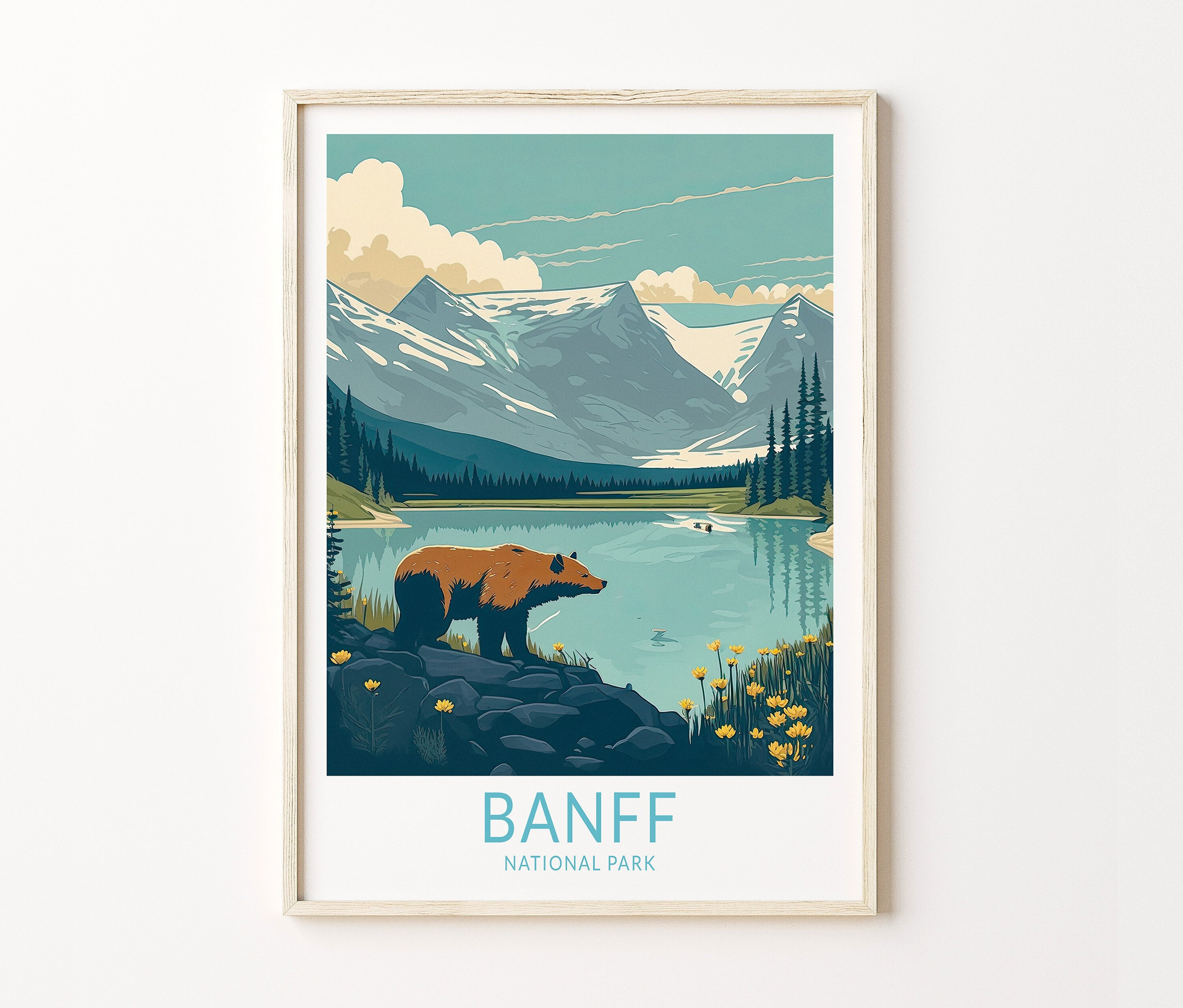 POSTER Banff National Park Travel Poster Wall Art, Banff Alberta Canada Poster, Canada National ...