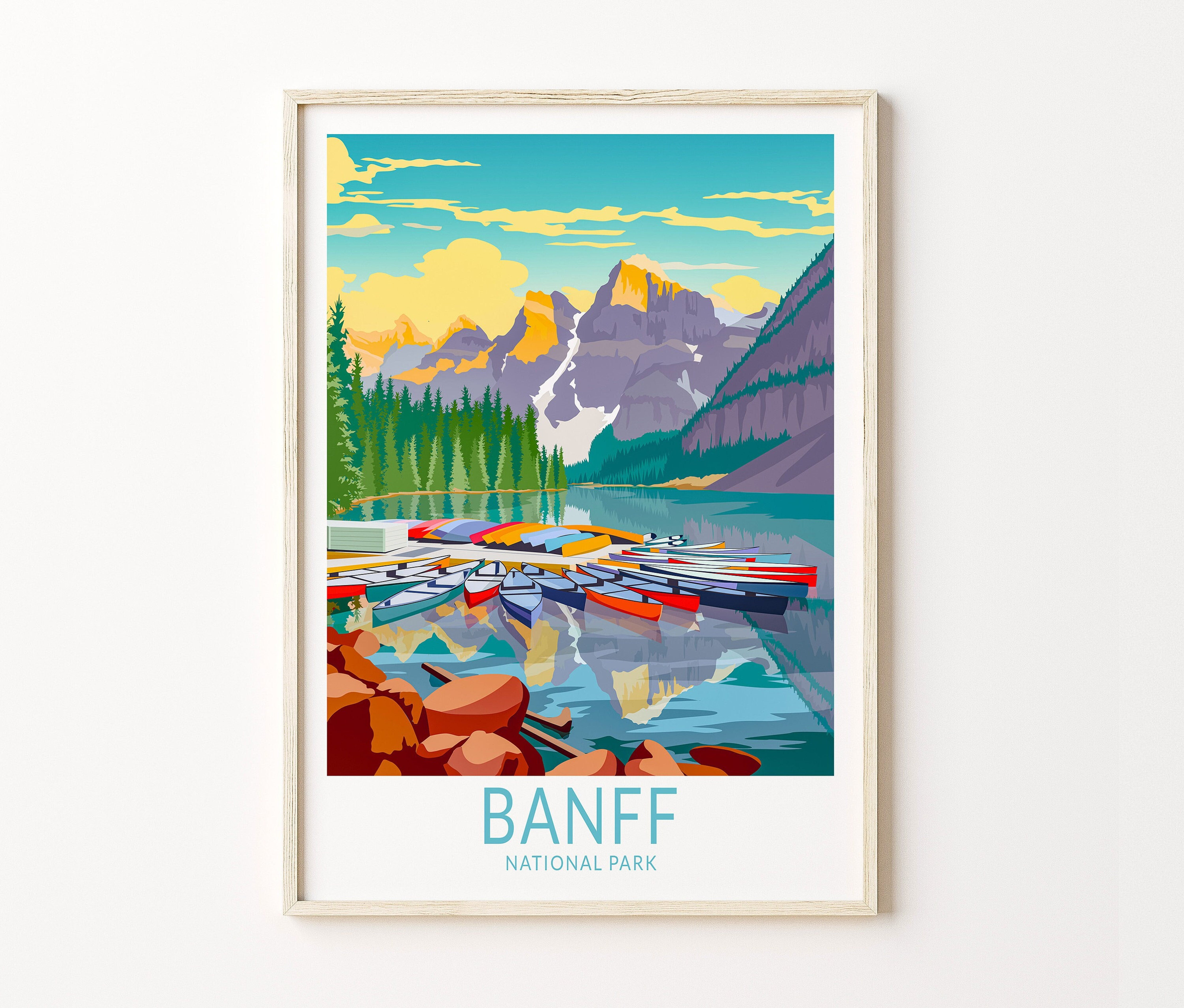 POSTER Banff National Park Travel Poster Wall Art, Banff Alberta Canada Poster, Canada National ...