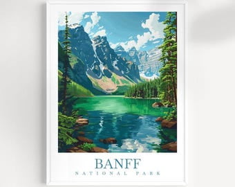 POSTER Banff National Park Travel Print Wall Art Banff Wall Hanging Home Decor Banff Gift Art ...