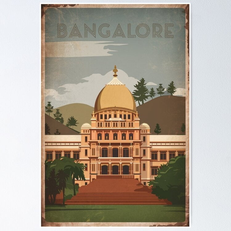 POSTER Bangalore Vintage Travel Poster Poster UNFRAMED, 12x18 - Walmart.com