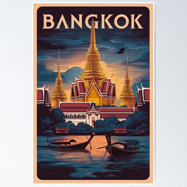 POSTER Bangkok Vintage Travel Poster Poster UNFRAMED, 24x36 - Walmart.com