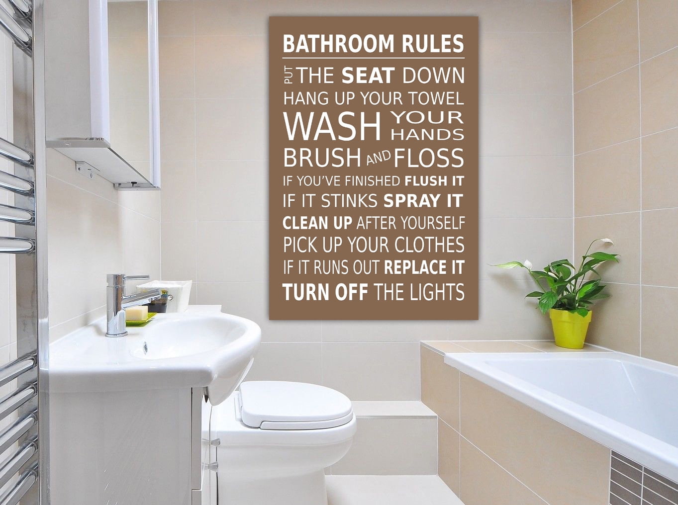 POSTER Bathroom Rules Wall Picture Bathroom Wall Art Glossy Poster ...