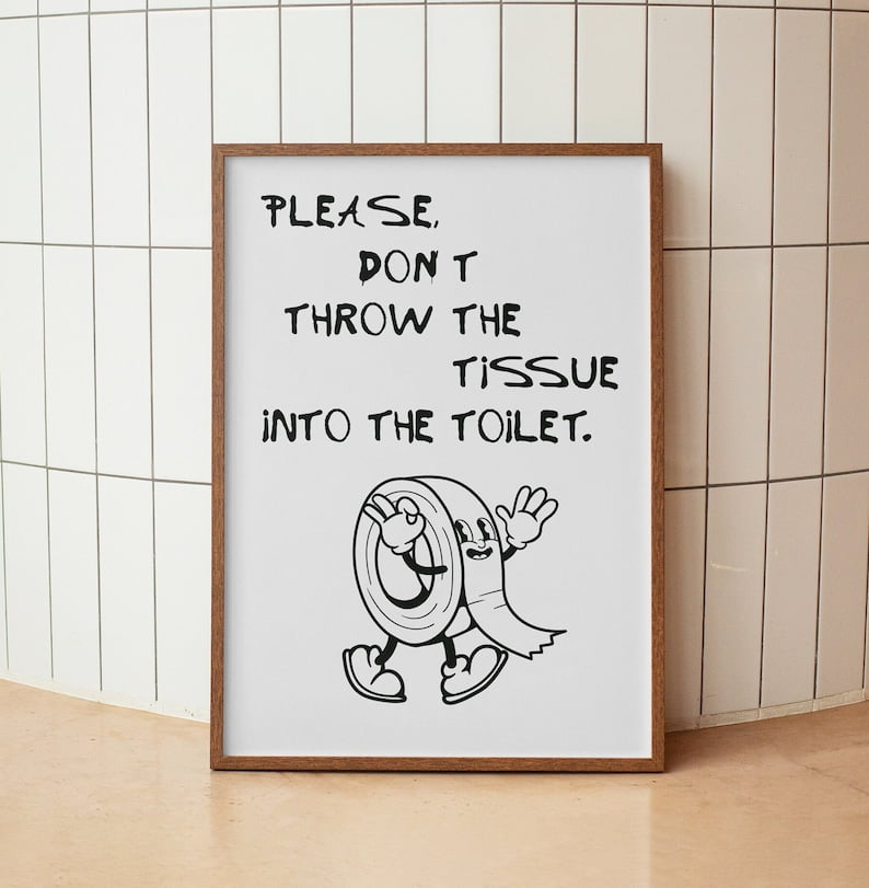 POSTER Bathroom Wall Art Minimalist Poster, Don't Throw The Tissue ...