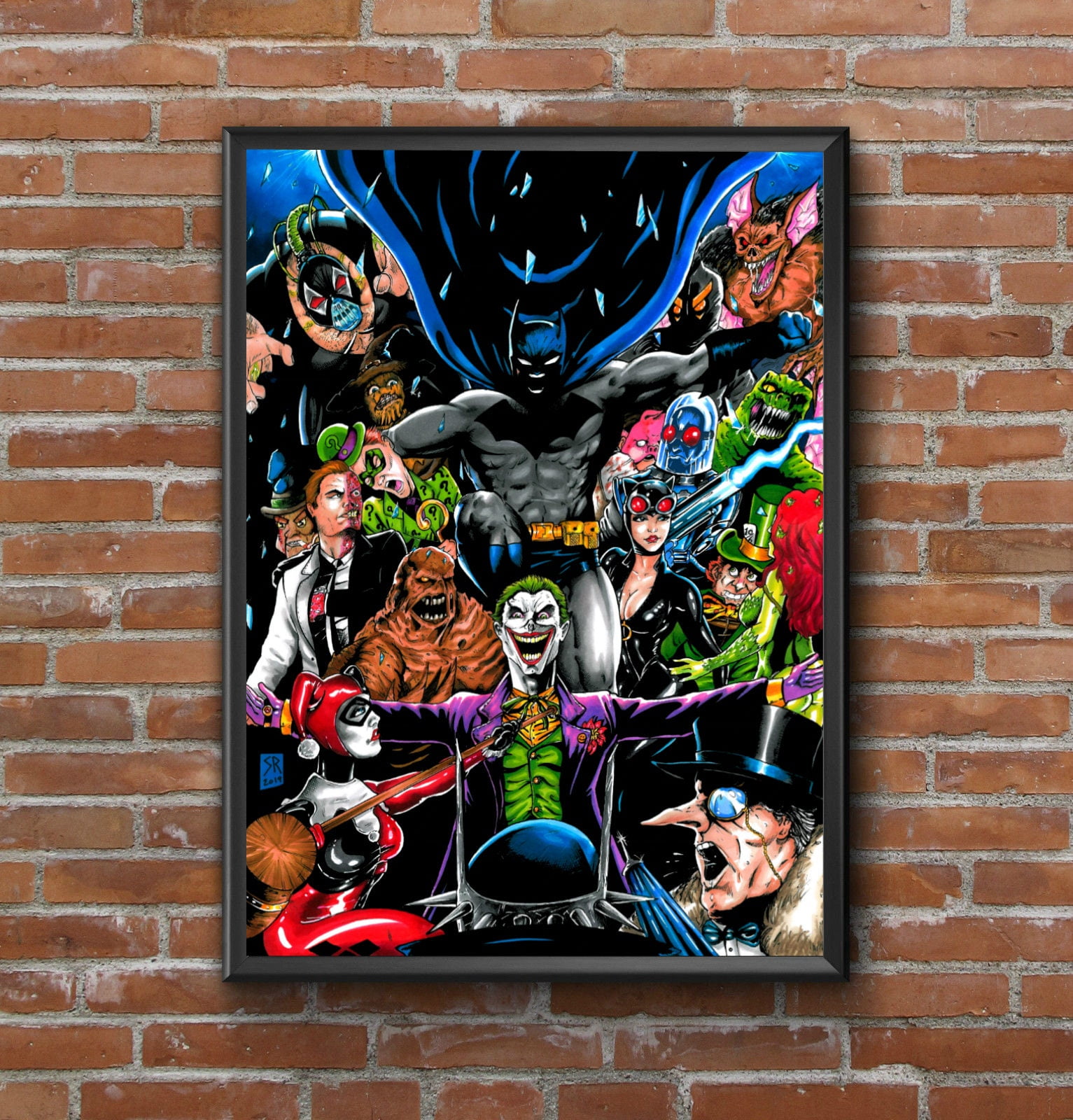 POSTER Batman & Foes Poster Original Hand drawn Limited Print DC Comics ...
