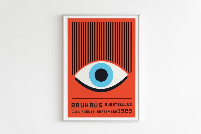POSTER Bauhaus Red Geometric Poster, Mid Century Modern Art Print, 60s ...
