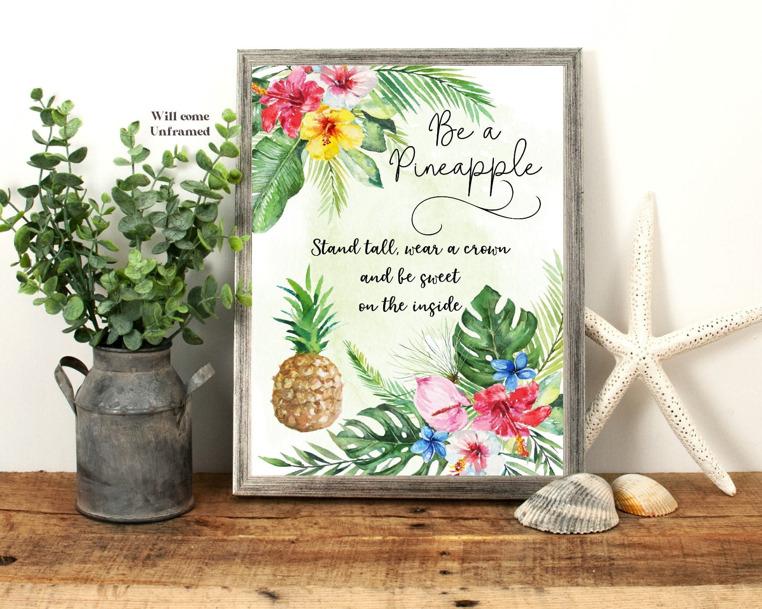 Poster Be a Pineapple Quote Print, Tropical Wall Art, Home Decor ...