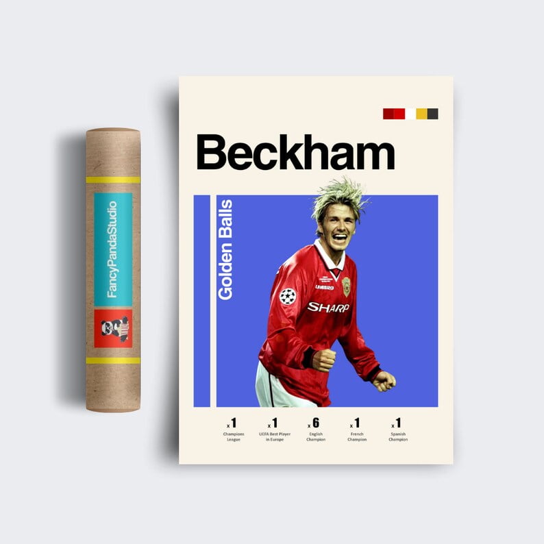 POSTER Beckham Inspired Manchester United England Fan Poster Football ...