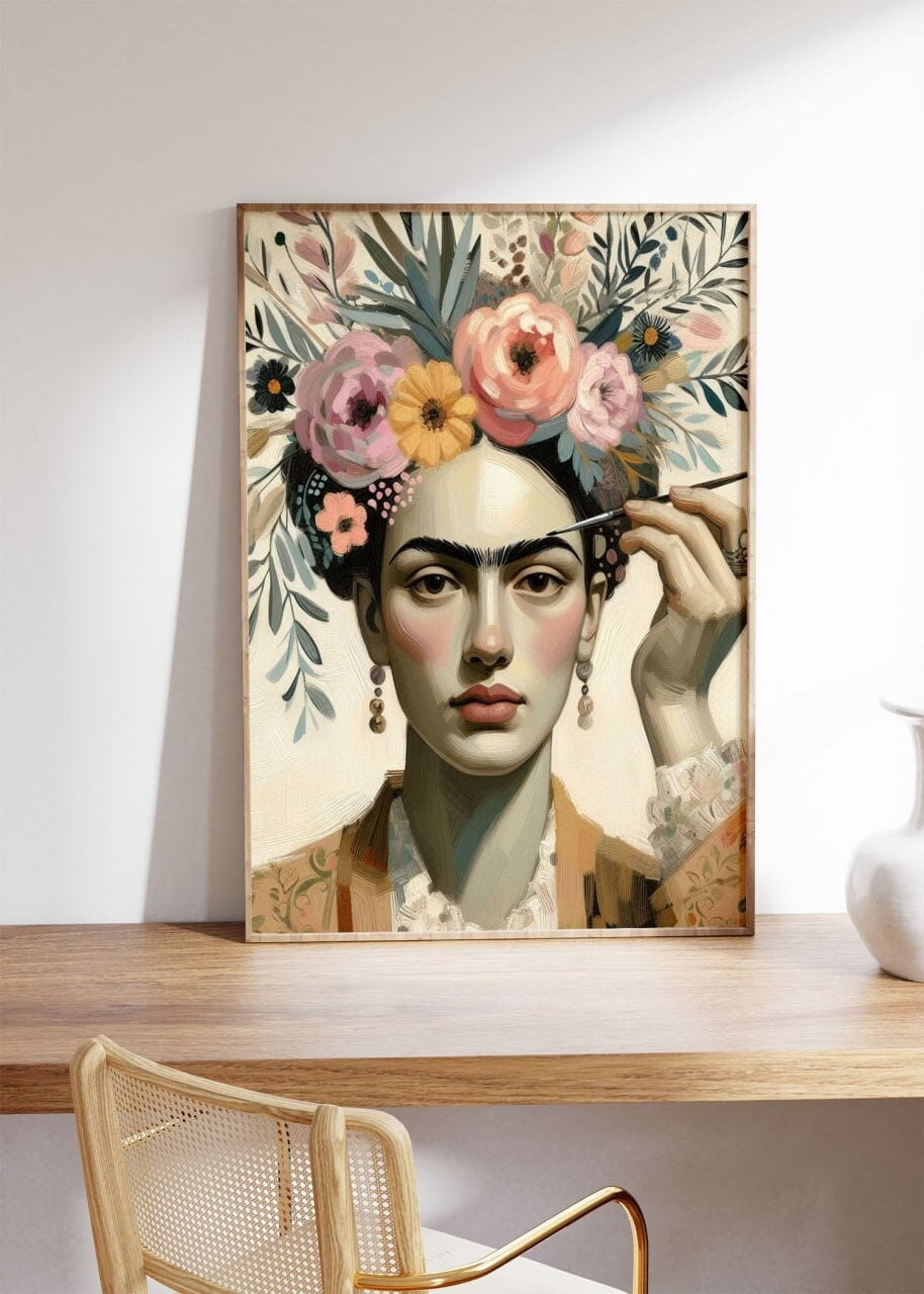 POSTER Beige Frida Kahlo Poster, Self portrait Print, Feminist Wall Art ...