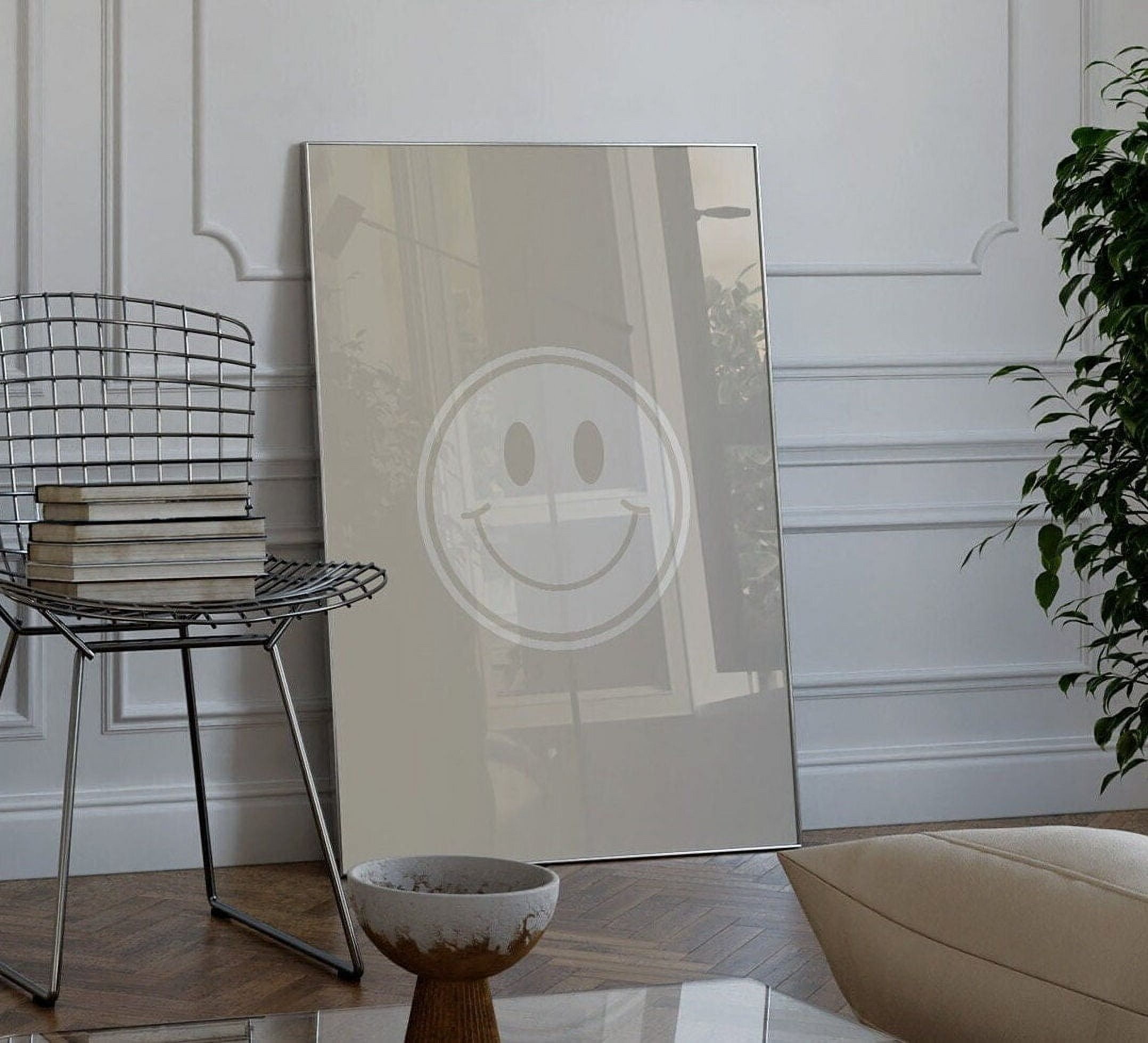 Poster Beige Smiley Face Poster Trendy Wall Art Funky Prints Aesthetic ...