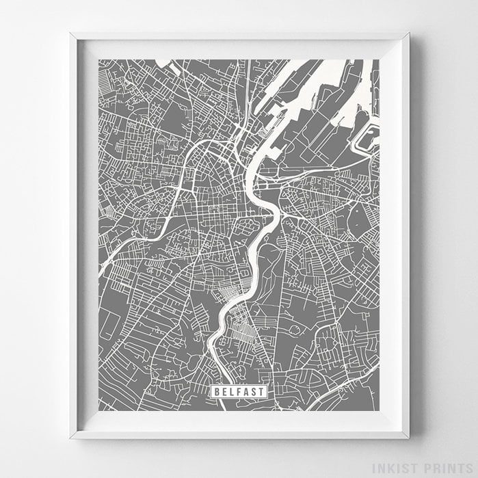 POSTER Belfast, Northern Ireland, Europe Map Print, City Road, Street ...