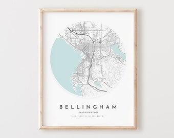 POSTER Bellingham Map Print, Bellingham Map Poster City Wall Art, Wa ...