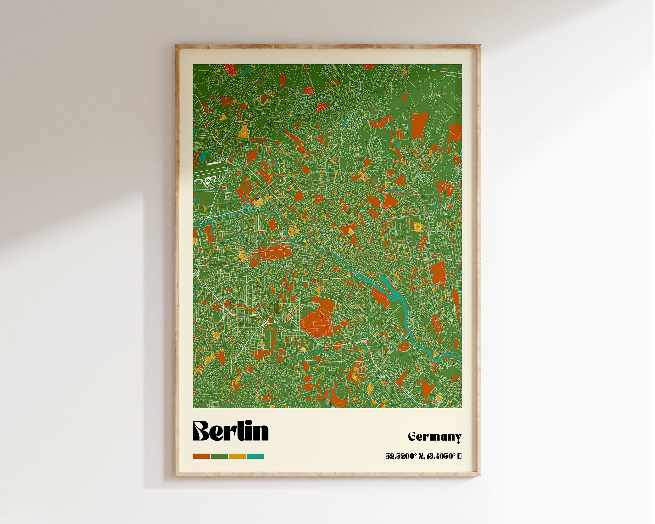 POSTER Berlin Map Print, Colour Berlin Map Poster, Berlin City Map ...