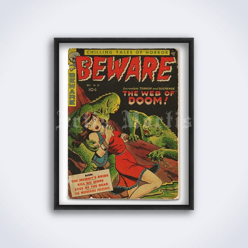 POSTER Beware - 1953 vintage horror stories, pulp fiction magazine ...