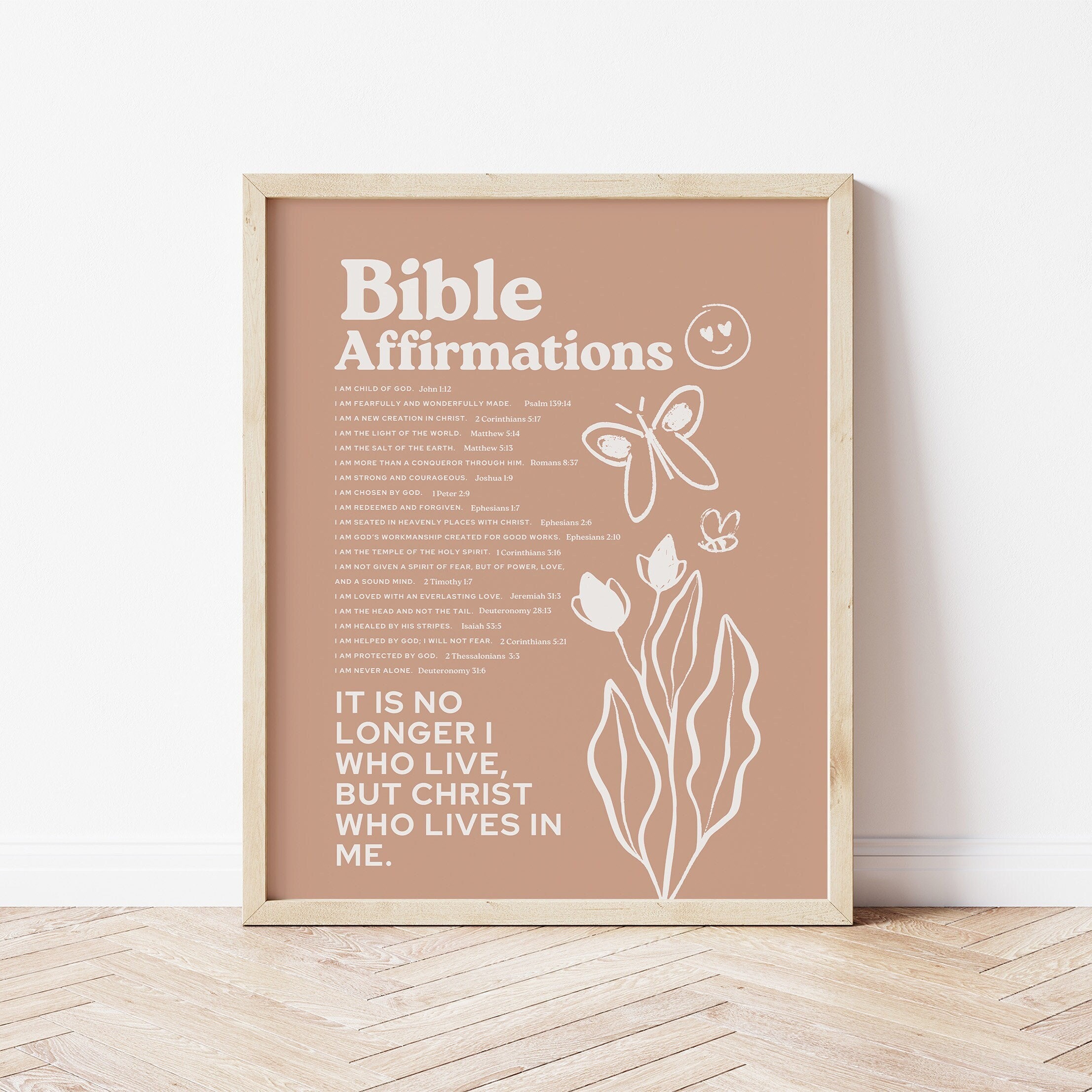 POSTER Bible Affirmations Peach Poster for Christian Girl Home Decor ...