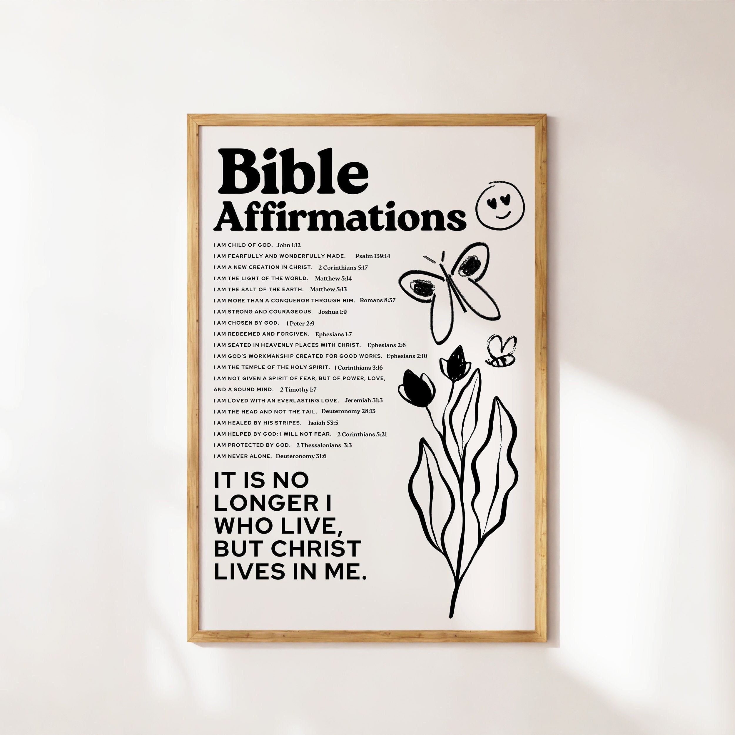 POSTER Bible Affirmations Poster for Christian Girl Home Decor for ...