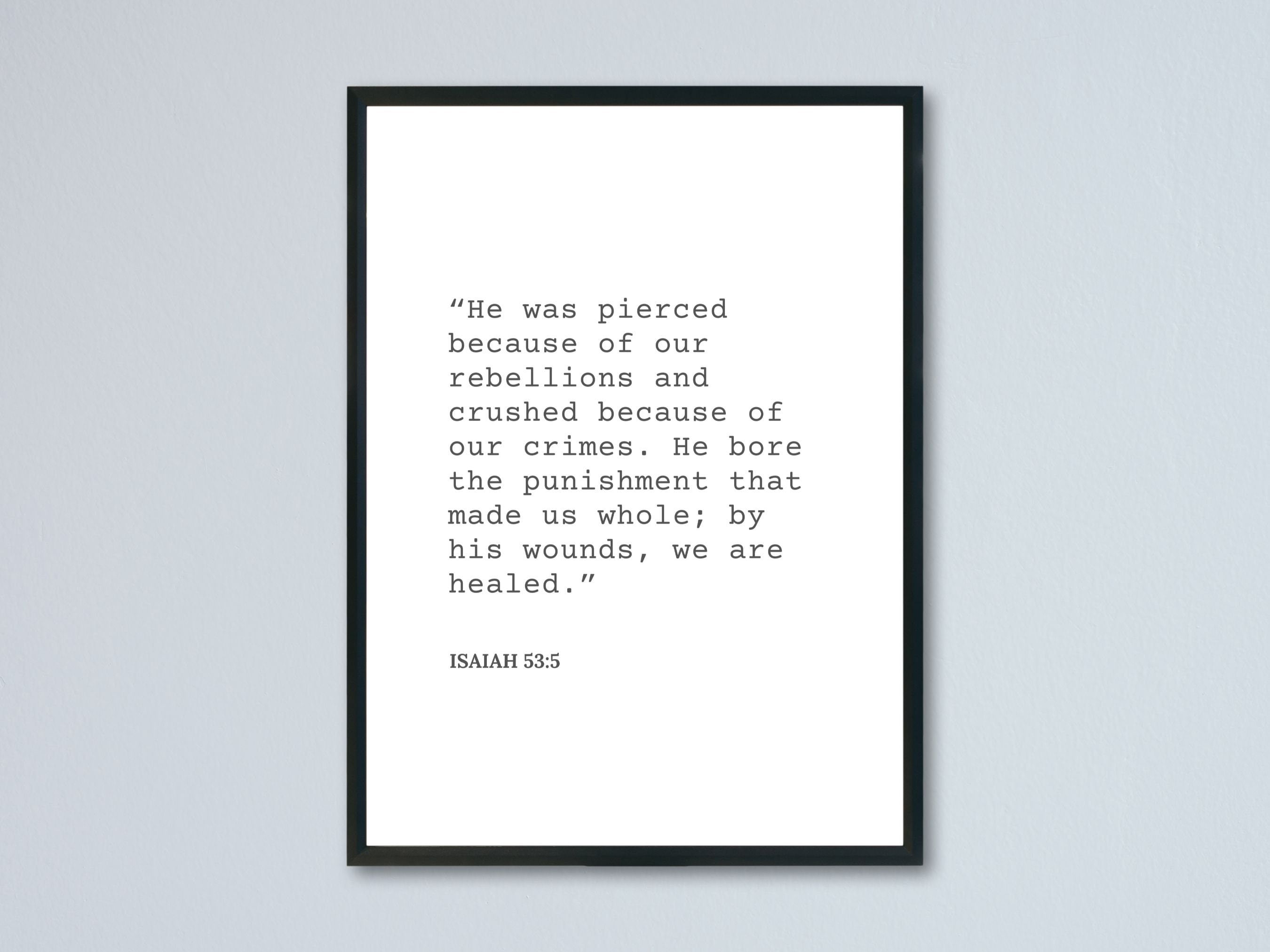 POSTER Bible Verse Wall Art, Isaiah 53:5, Christian Wall Art, Bible ...
