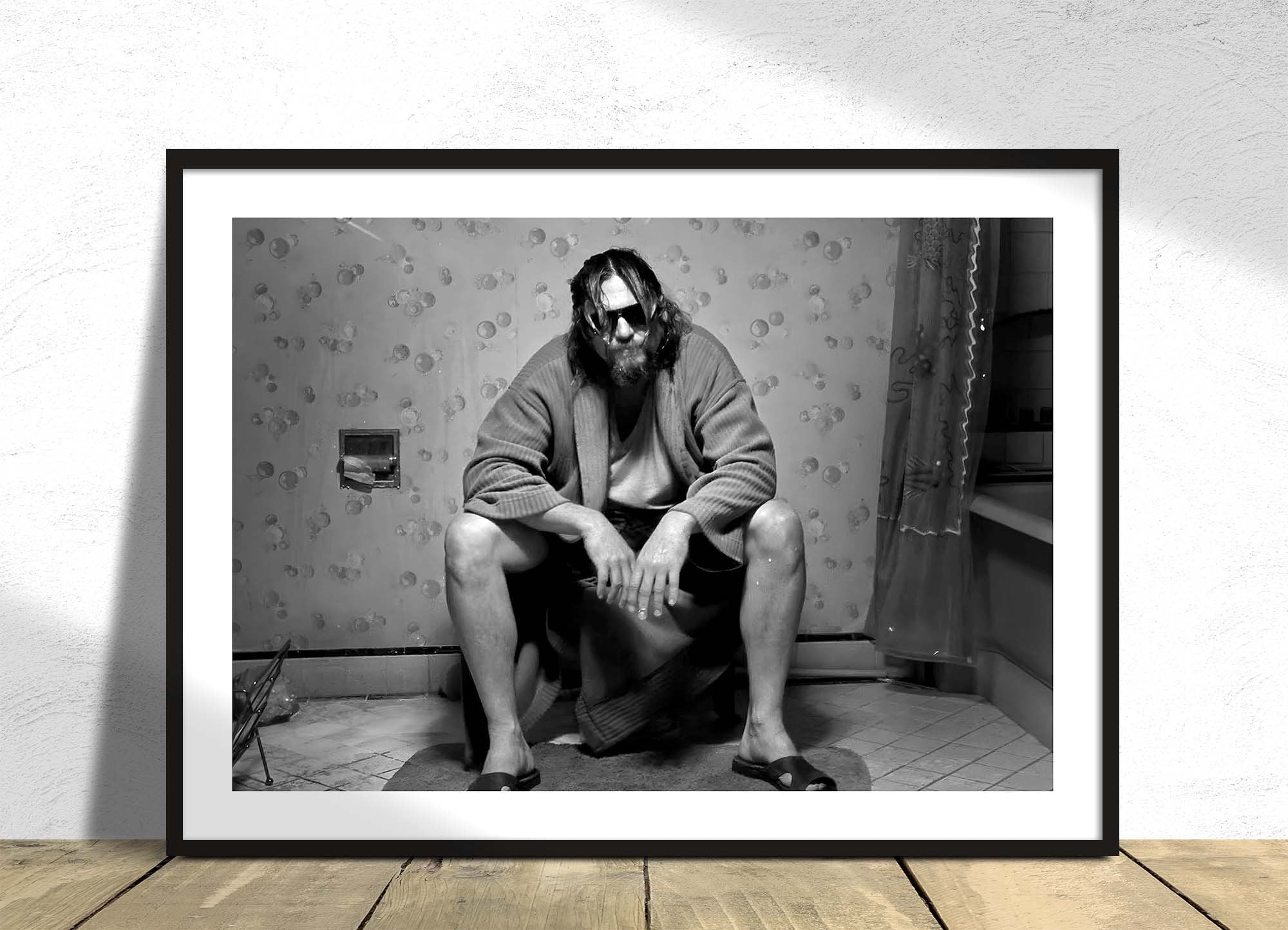 POSTER Big Lebowski - The Dude Poster B&W Bathroom Scene - Black and ...