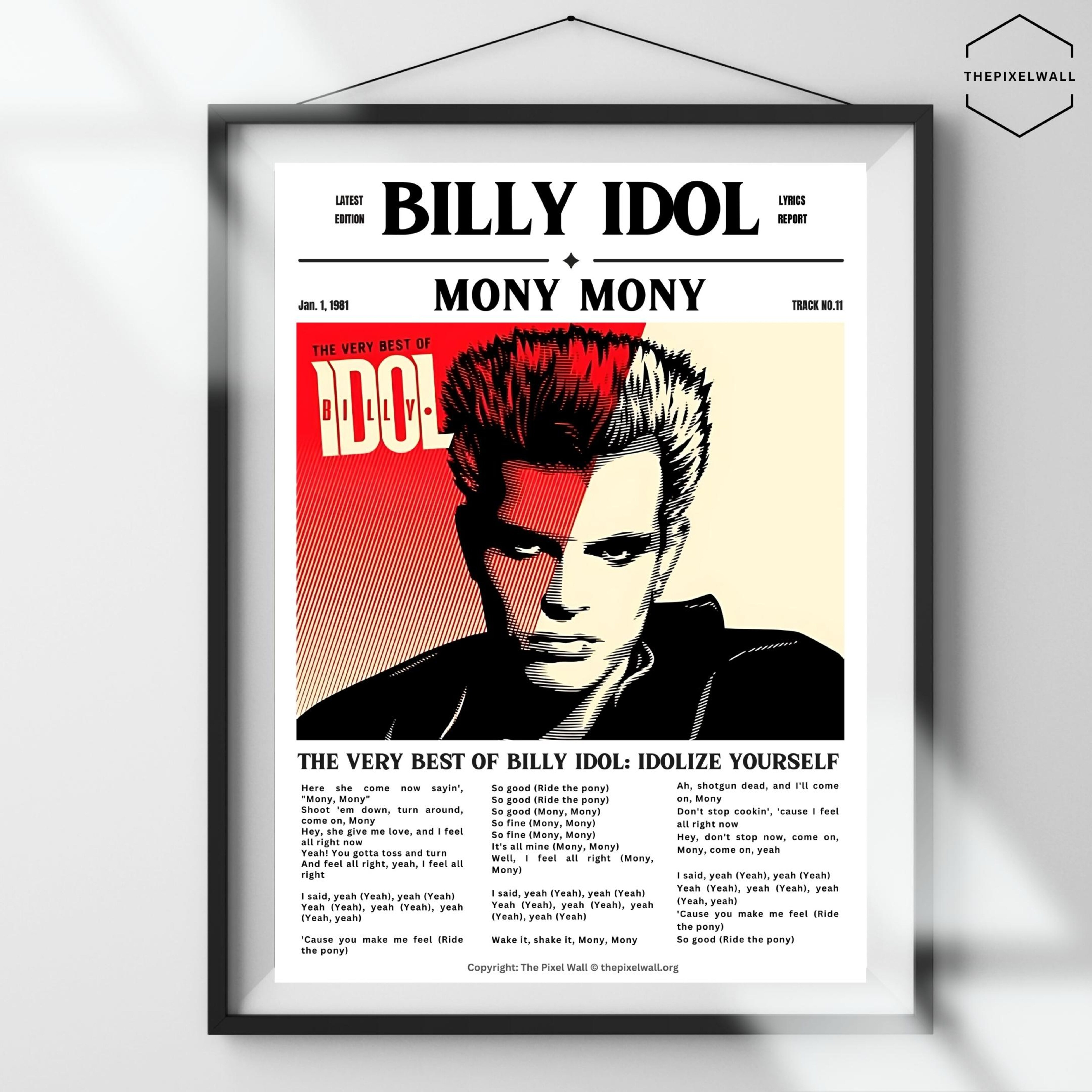 POSTER Billy Idol poster, Mony Mony, rock guitarist prints, musician ...