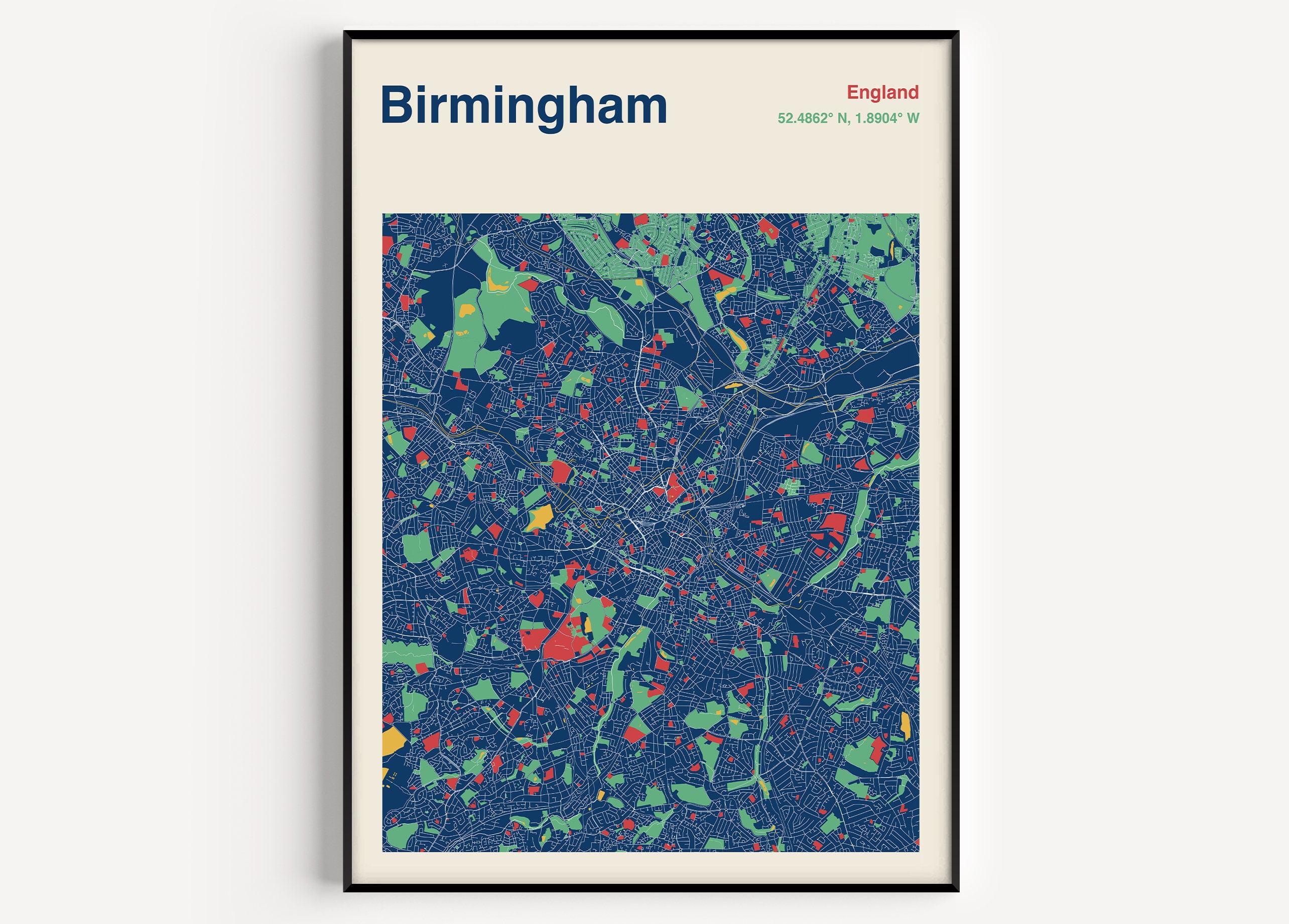 Poster Birmingham City Map Poster , Map Of Birmingham, Colour ...