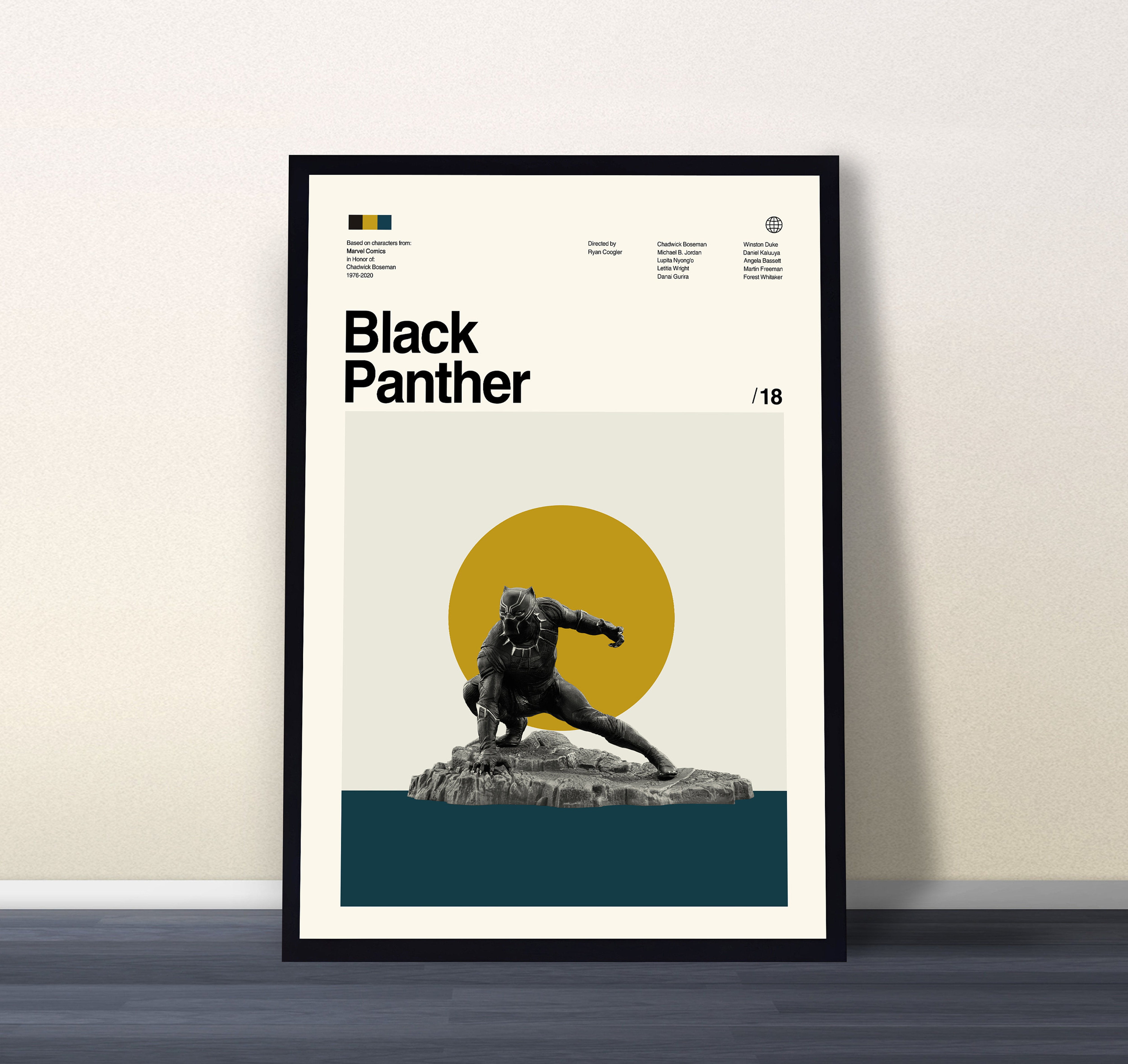 POSTER Black Panther Poster, Marvel Poster, Chadwick Bosemon, Black ...