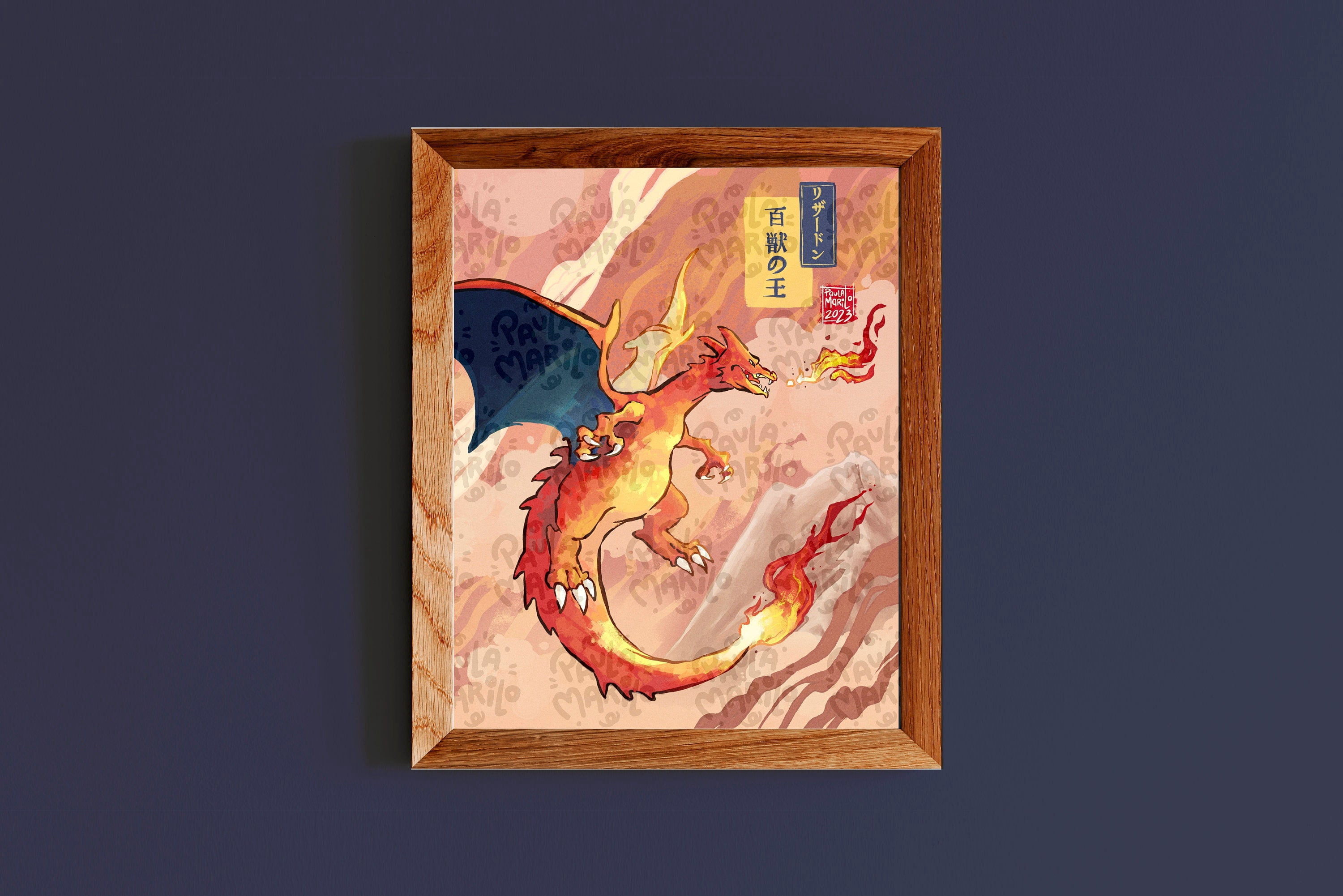 POSTER Blast Burn Charizard Pokemon Art Print | Kanto Starters ...
