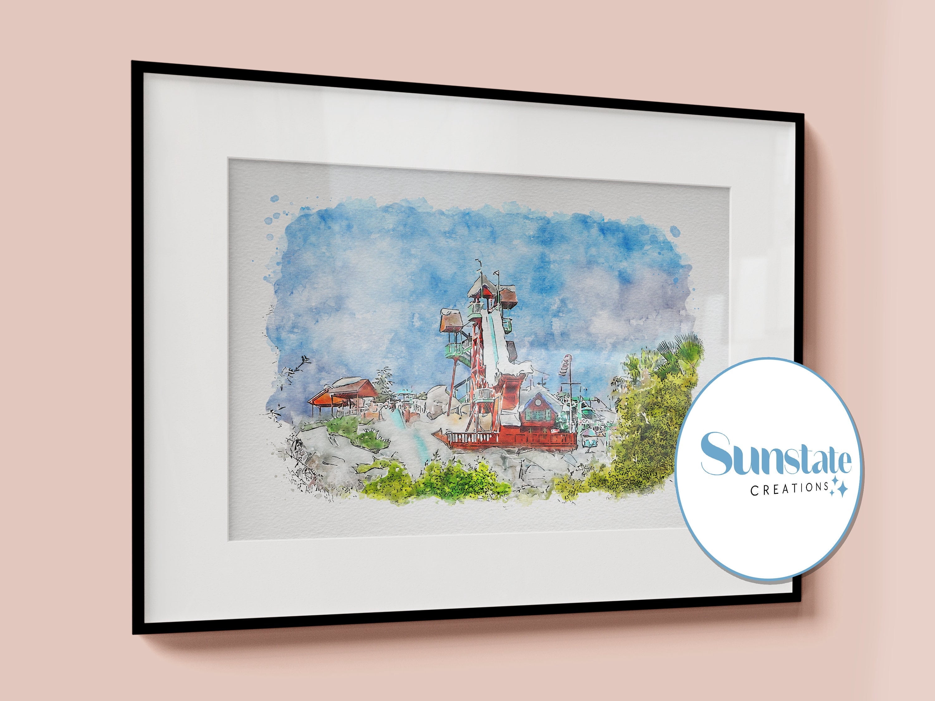 POSTER Blizzard Beach Disney Watercolour Print, Disney Print, Disney ...