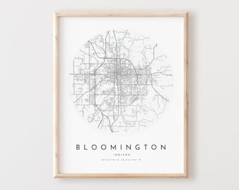 POSTER Bloomington Map Print, Bloomington Map Poster City Wall Art, In ...