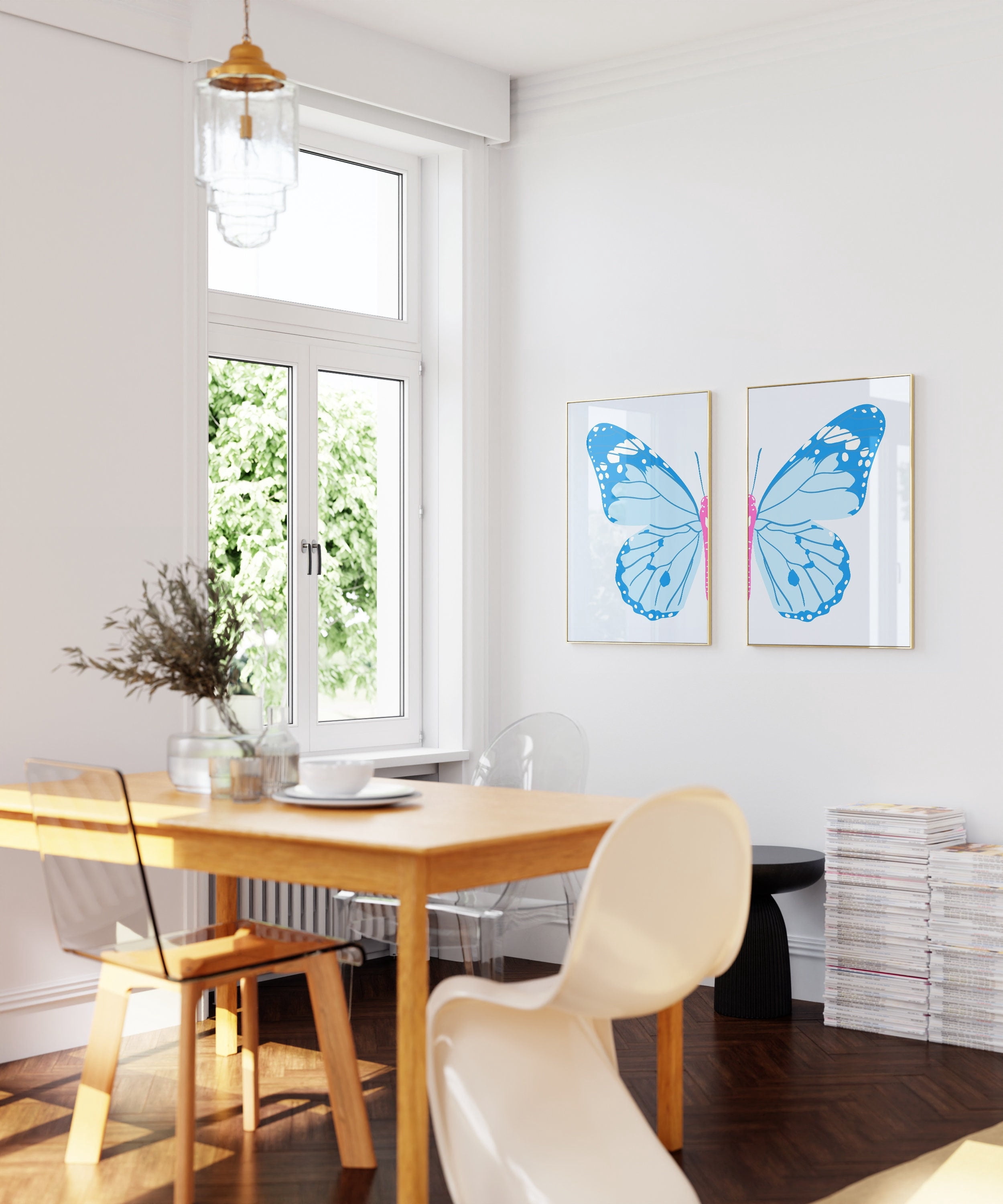POSTER Blue preppy butterfly print ,Y2K Aesthetic Preppy Split ...