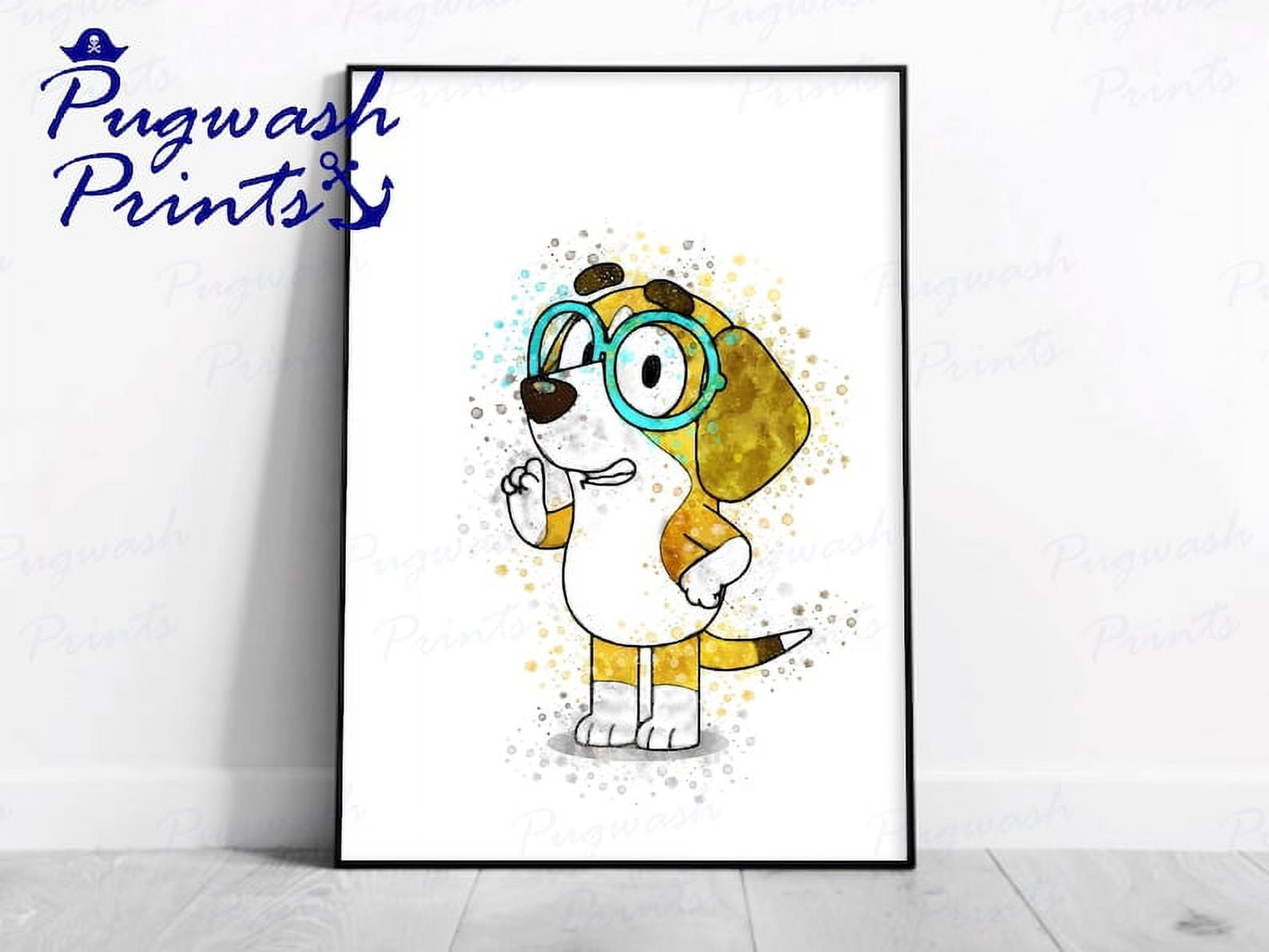 Poster Bluey Print 'HONEY' character Watercolour Splash Art, Home Decor ...